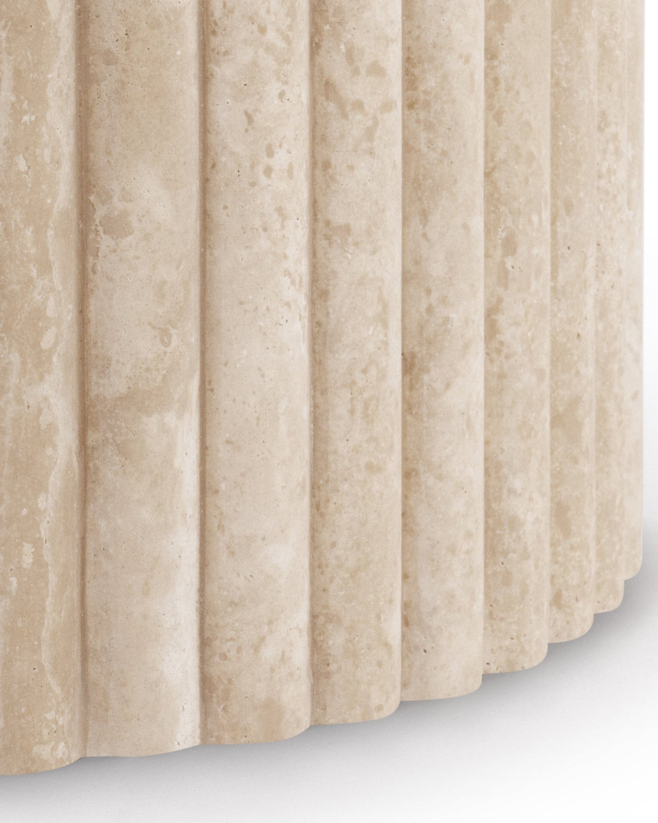 Saturn Round Pedestal Dining Table, Travertine – Interior Icons