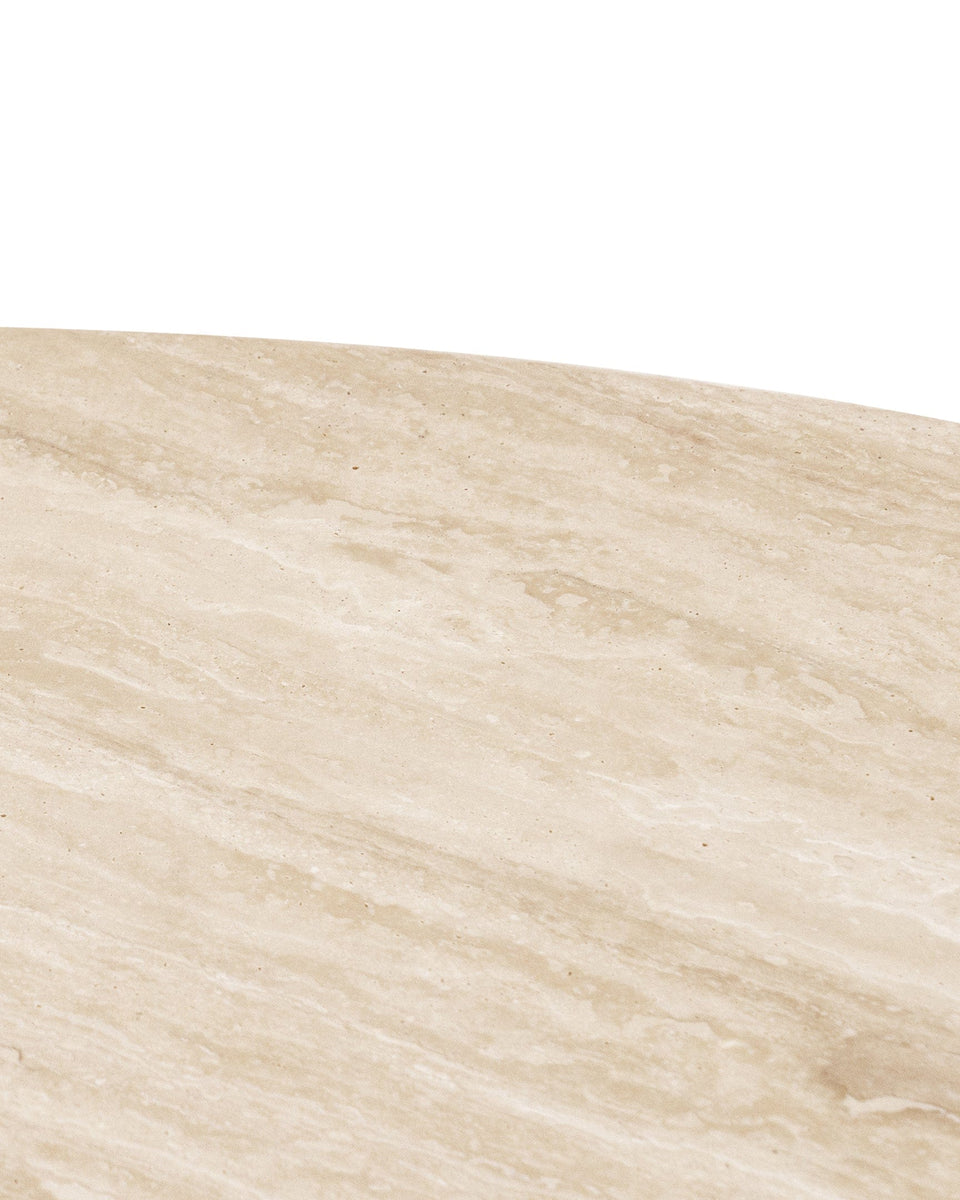Saturn Round Pedestal Dining Table, Travertine – Interior Icons