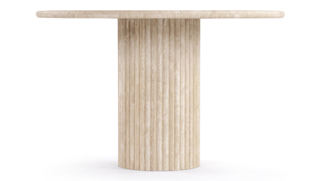 Saturn Round Pedestal Dining Table, Travertine, 48in | Interior Icons
