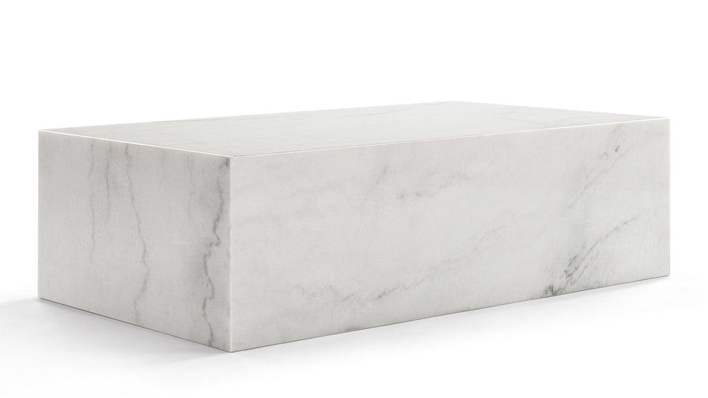 Plinth Coffee Table, White Marble | Interior Icons