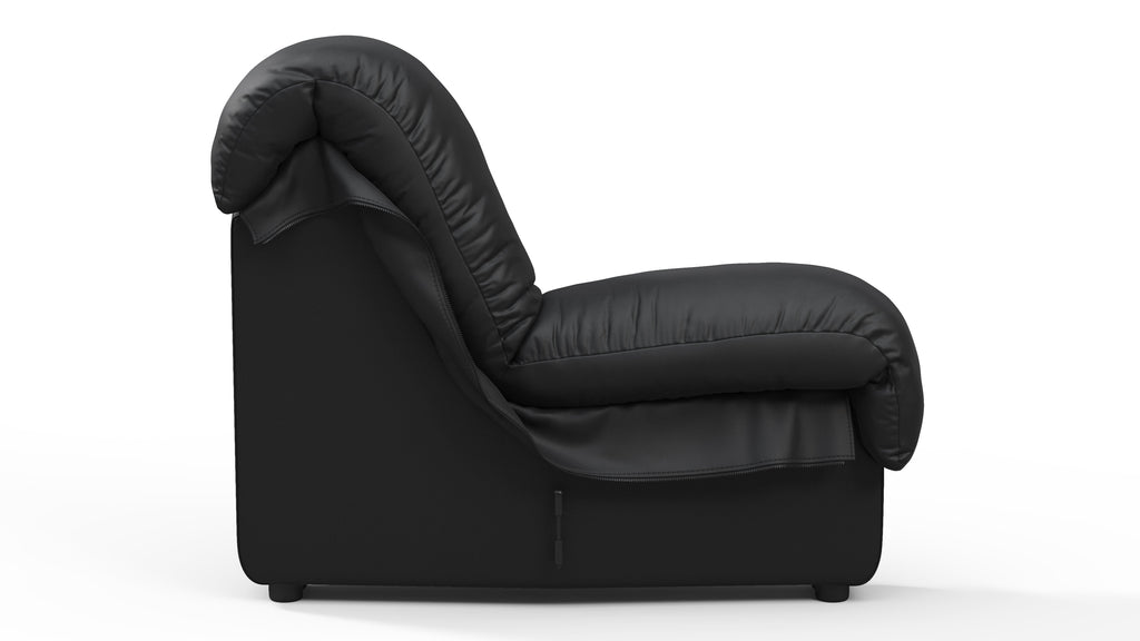 DS 600 Right End Module, Armless, Black Vegan Leather | Interior Icons