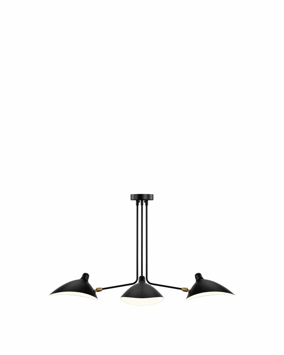Mouille Small 3 Arm Ceiling Light, Black – ICONS