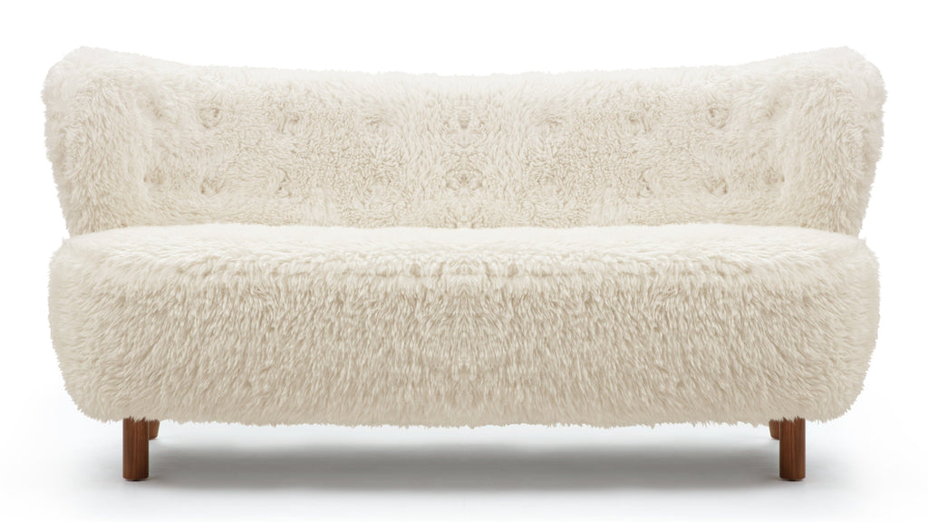Petra Sofa White Long Hair Sherpa And Walnut | Interior Icons
