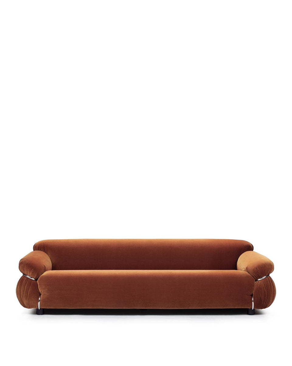 Sesann Three Seater Sofa, Spice Velvet and Chrome – Interior Icons