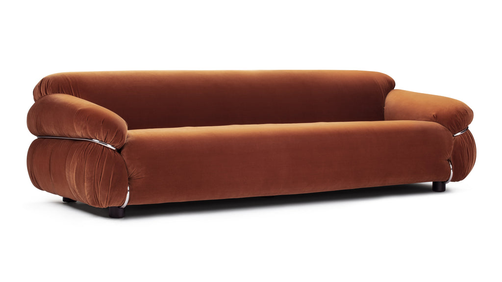Sesann Three Seater Sofa, Spice Velvet and Chrome | Interior Icons