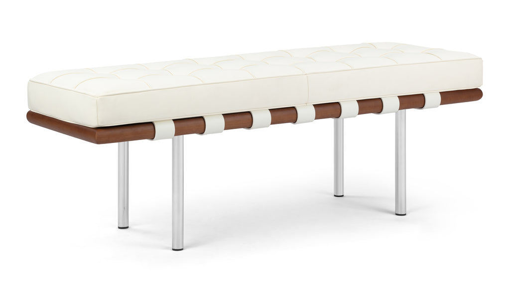 Manhattan Two Seater Bench, Ivory Premium Leather | Interior Icons