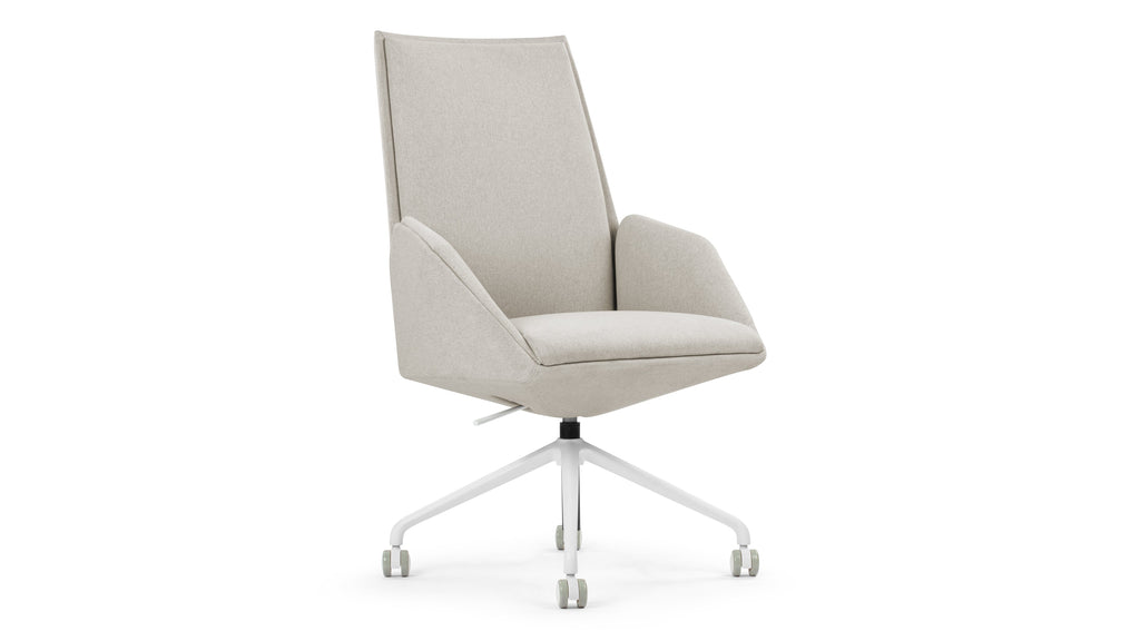 Mies Desk Chair, Light Gray Brushed Weave | Interior Icons