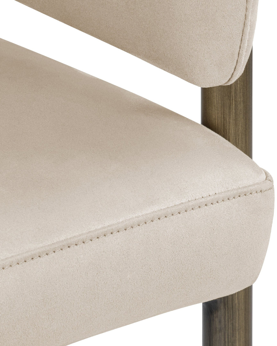 Esme Counter Stool, Latte Vegan Suede and Brushed Brass – Interior Icons
