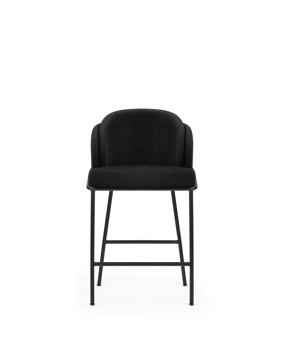 Aben Counter Stool, Black Plush Velvet – Interior Icons