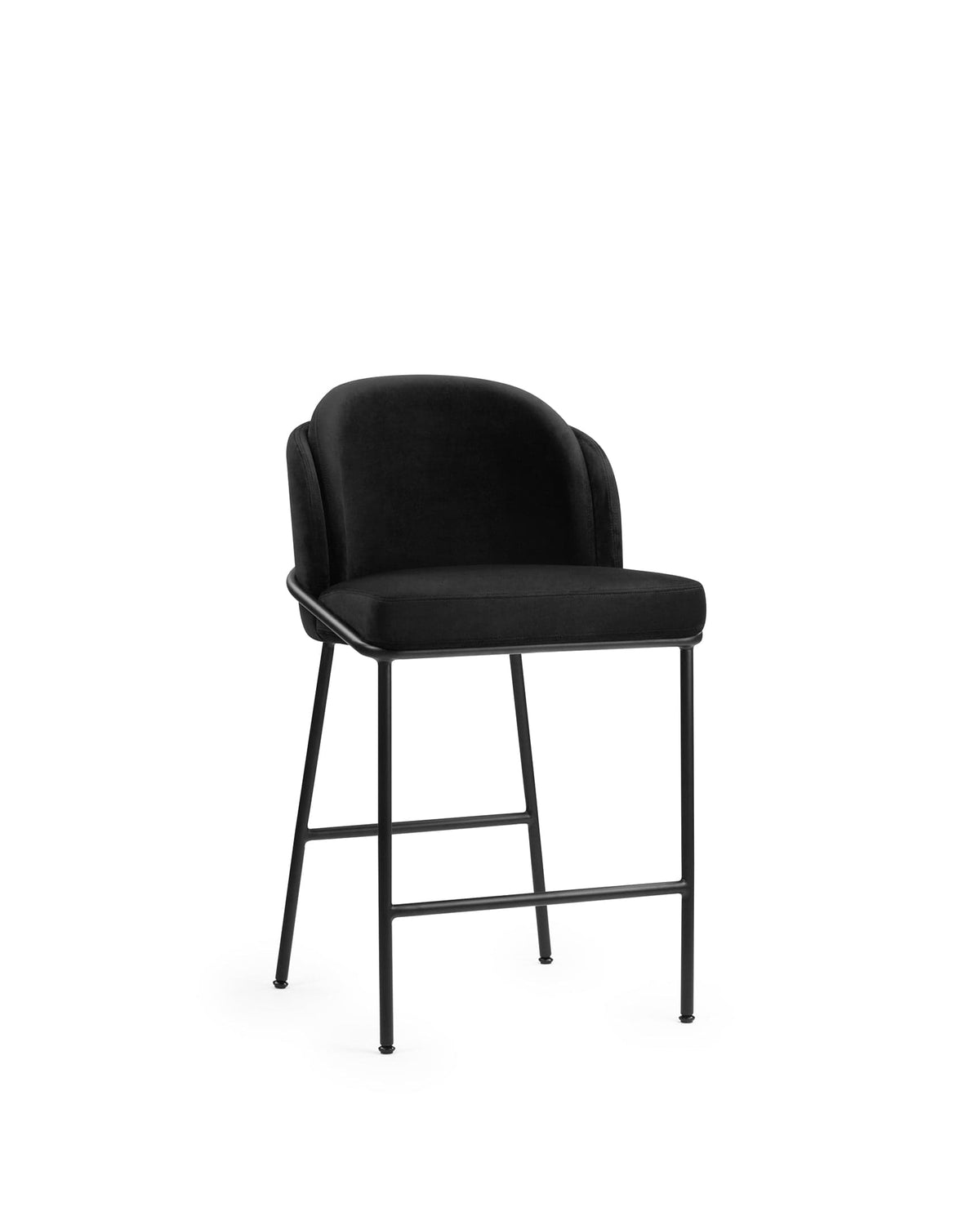 Aben Counter Stool, Black Plush Velvet – Interior Icons