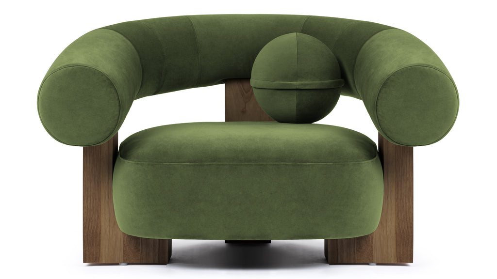 Liv Lounge Chair, Lichen Plush Velvet and Walnut | Interior Icons