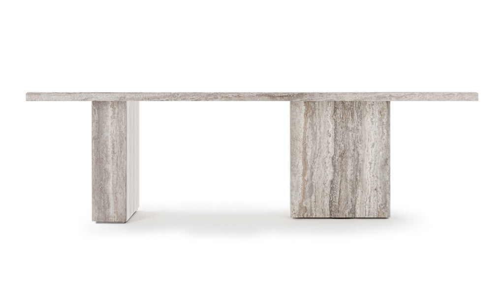 Enzo Dining Table, Silver Travertine, 98in | Interior Icons