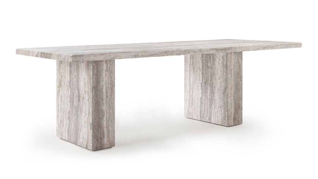 Enzo Dining Table, Silver Travertine, 98in | Interior Icons