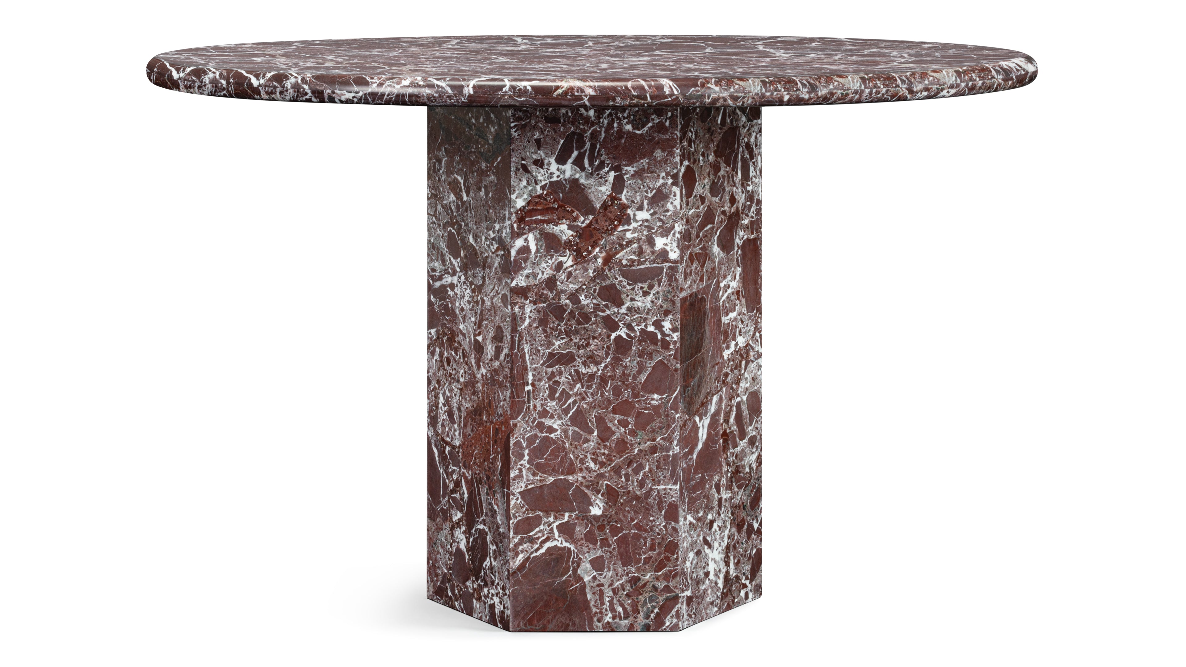 Saga Round Dining Table, Rosso Levanto Marble, 48in | Interior Icons