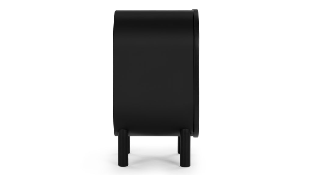 Oma Side Table, Black with Natural Rattan | Interior Icons