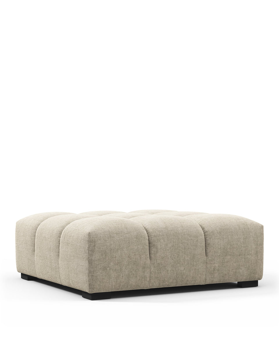Tufty Ottoman, Beige Gray Chenille – Interior Icons