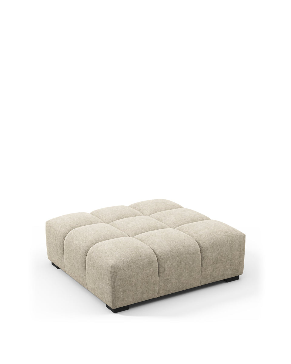 Tufty Ottoman, Beige Gray Chenille – Interior Icons