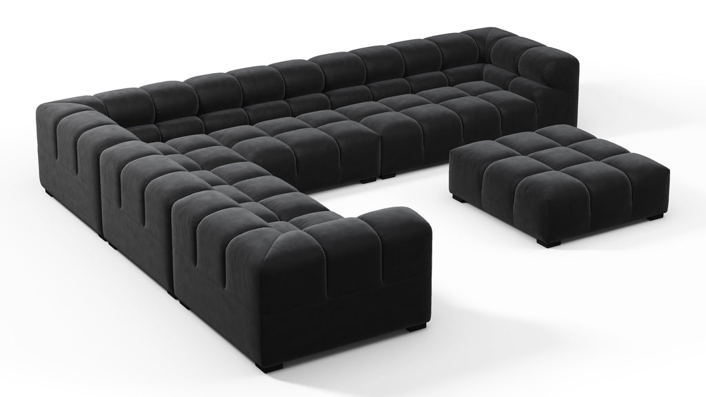 Tufty Sectional, Large Left Corner, Black Velvet | Interior Icons