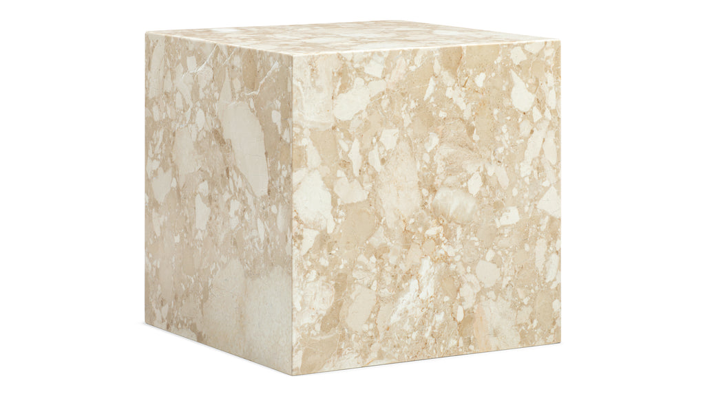 Plinth Short Side Table, Kunis Breccia Marble | Interior Icons