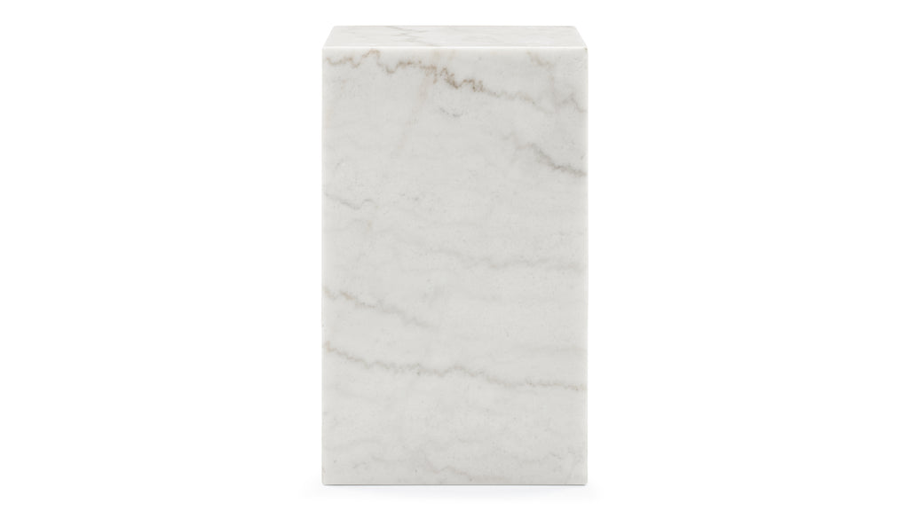 Plinth Side Table, White Marble | Interior Icons