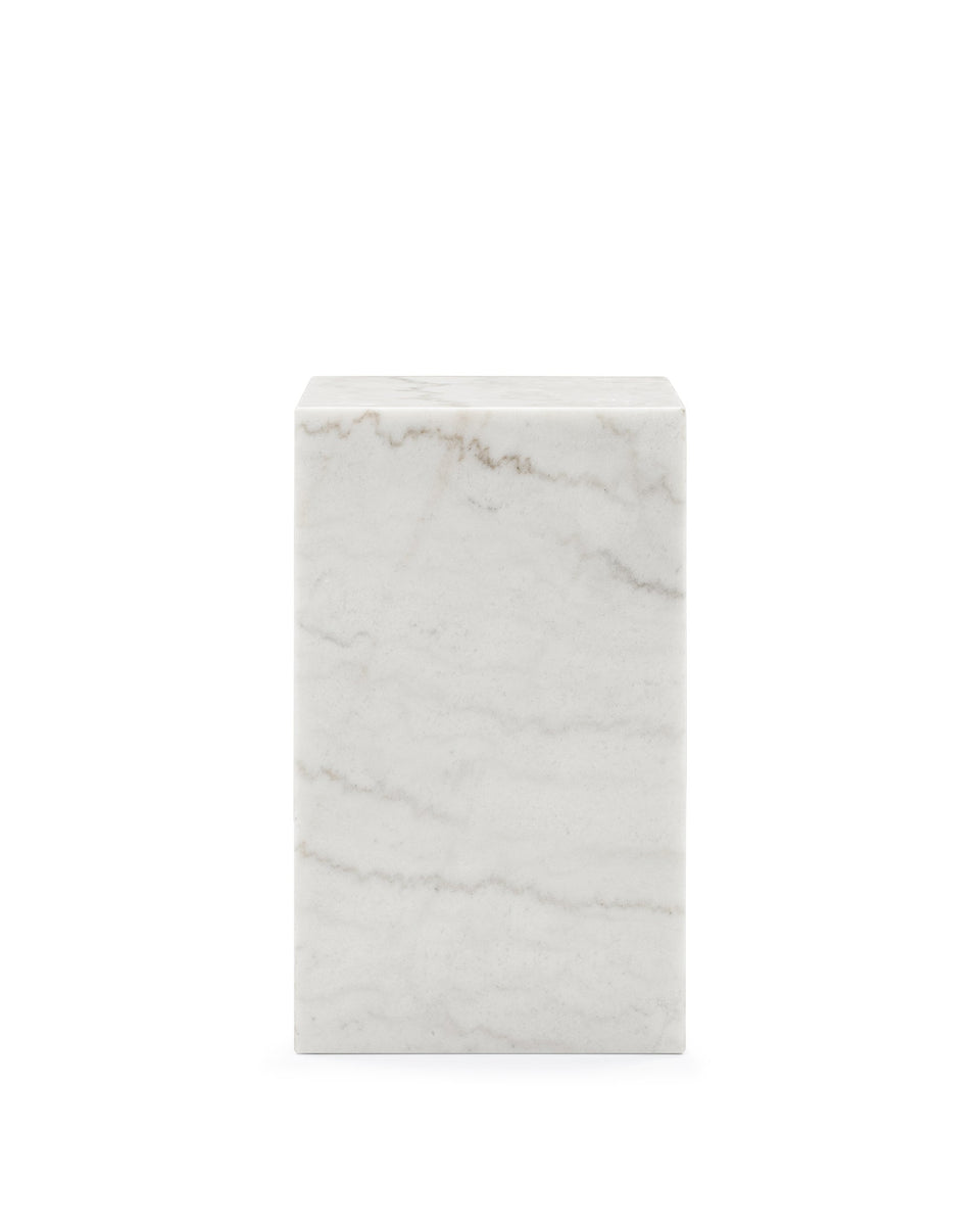 Plinth Side Table, White Marble – ICONS