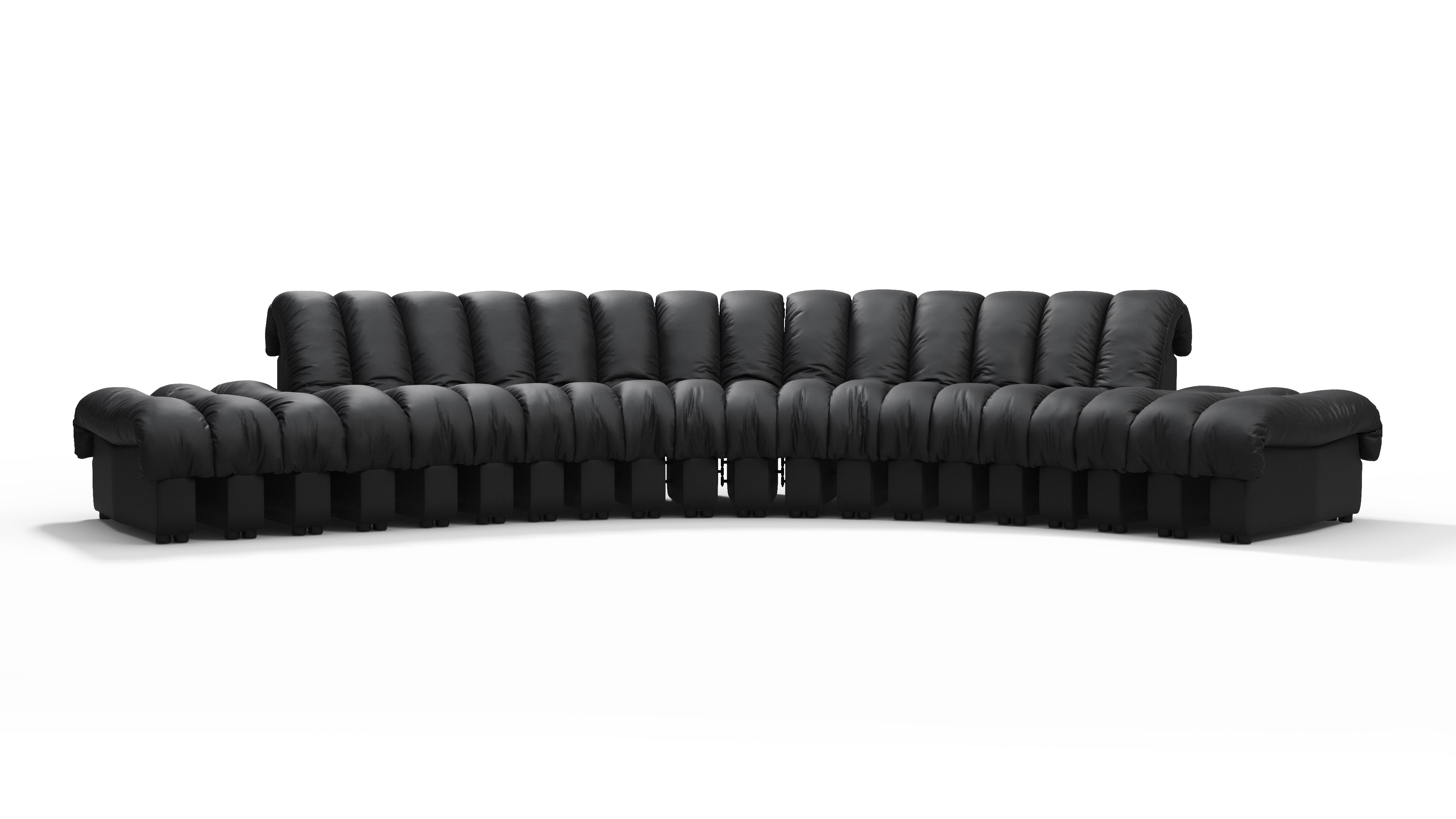 DS 600 Large Open End Sofa, Black Vegan Leather | Interior Icons