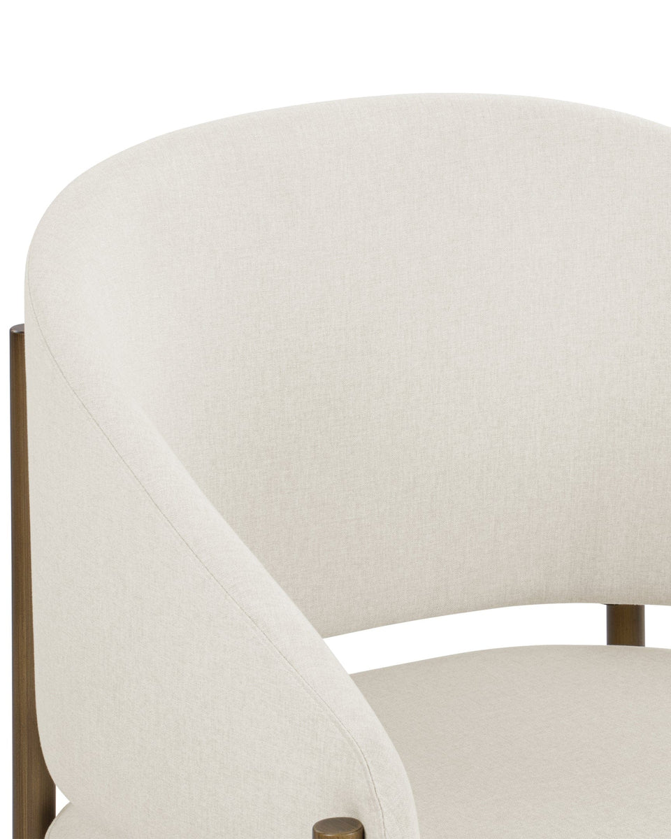Esme Dining Chair, Oatmeal Brushed Weave and Brushed Brass – Interior Icons