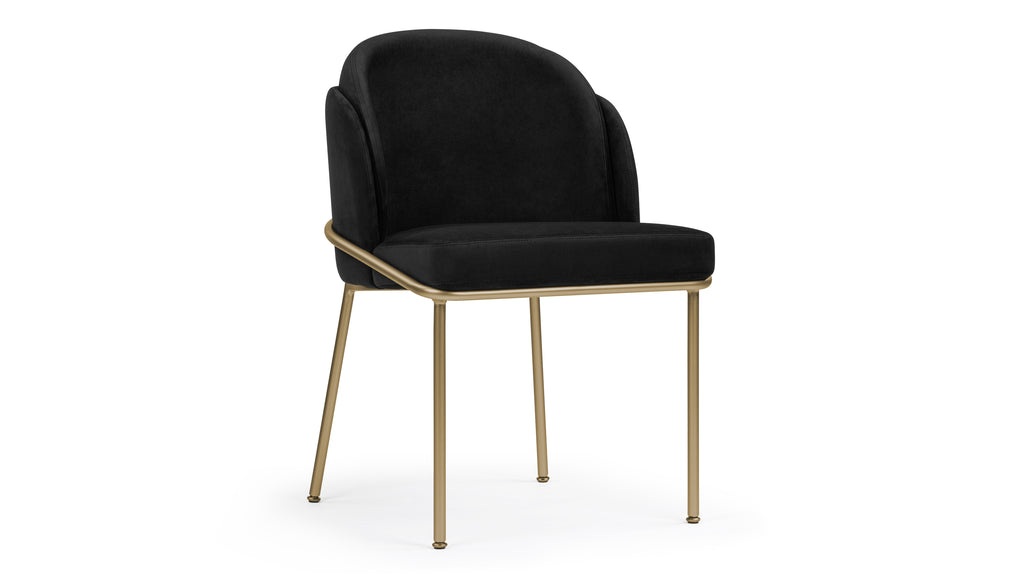 Aben Dining Chair, Black Plush Velvet and Brushed Brass | Interior Icons