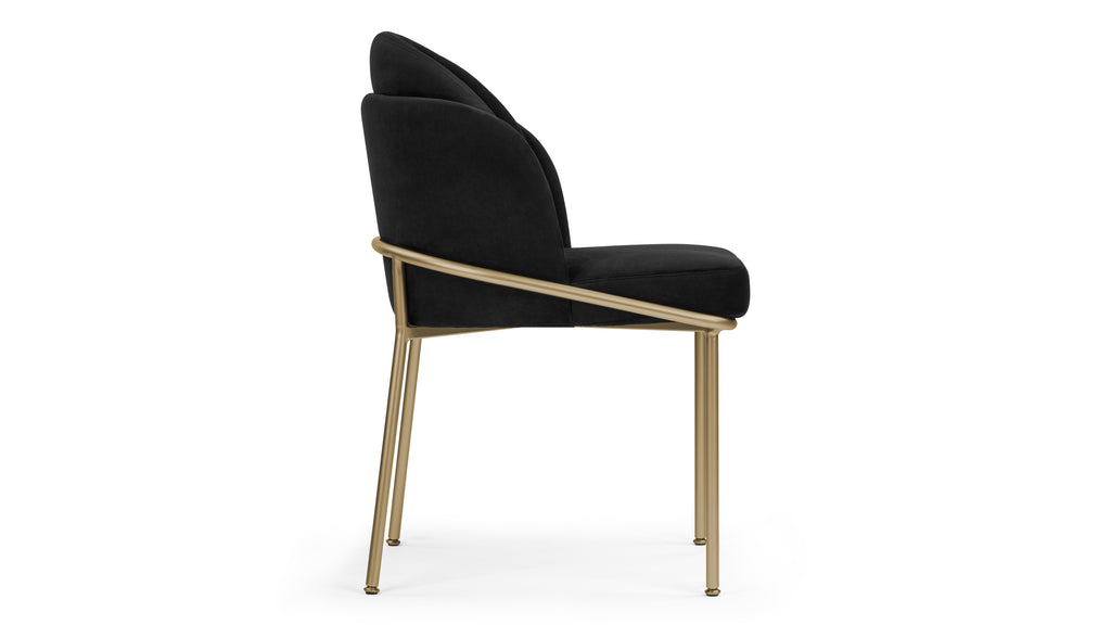 Aben Dining Chair, Black Plush Velvet and Brushed Brass | Interior Icons