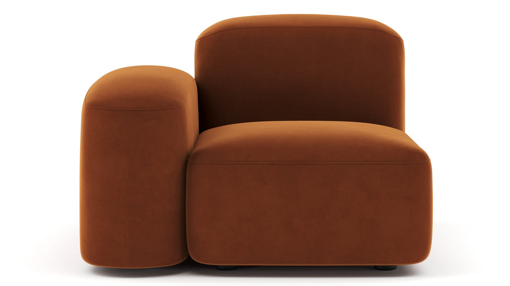 Muse Module, Left Arm, Burnt Orange Velvet | Interior Icons