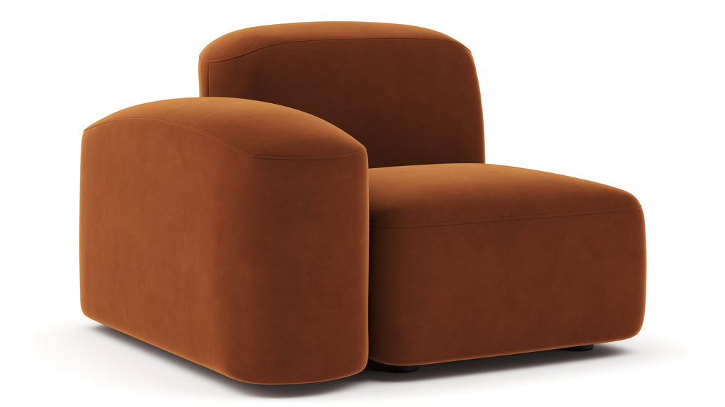 Muse Module, Left Arm, Burnt Orange Velvet | Interior Icons