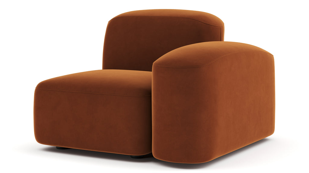 Muse Module, Right Arm, Burnt Orange Velvet | Interior Icons