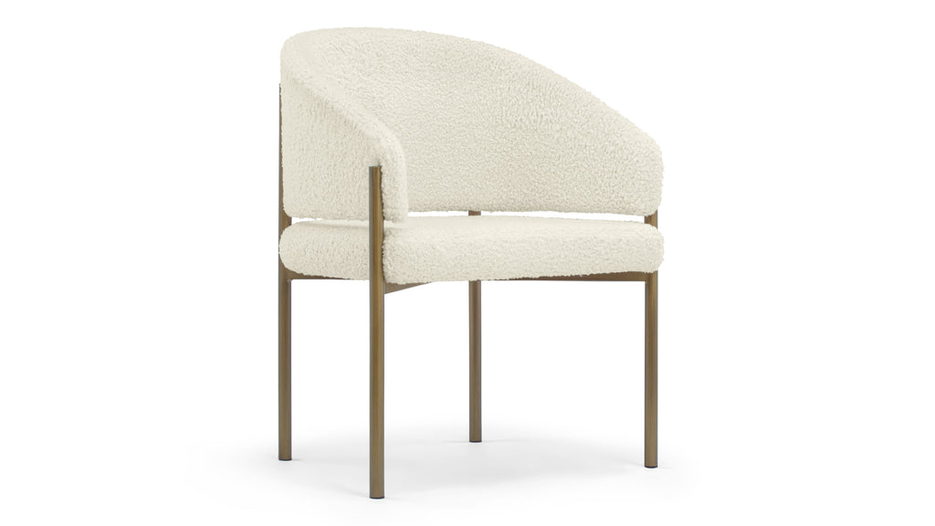 Esme Dining Chair, Luxe Sherpa and Brushed Brass | Interior Icons