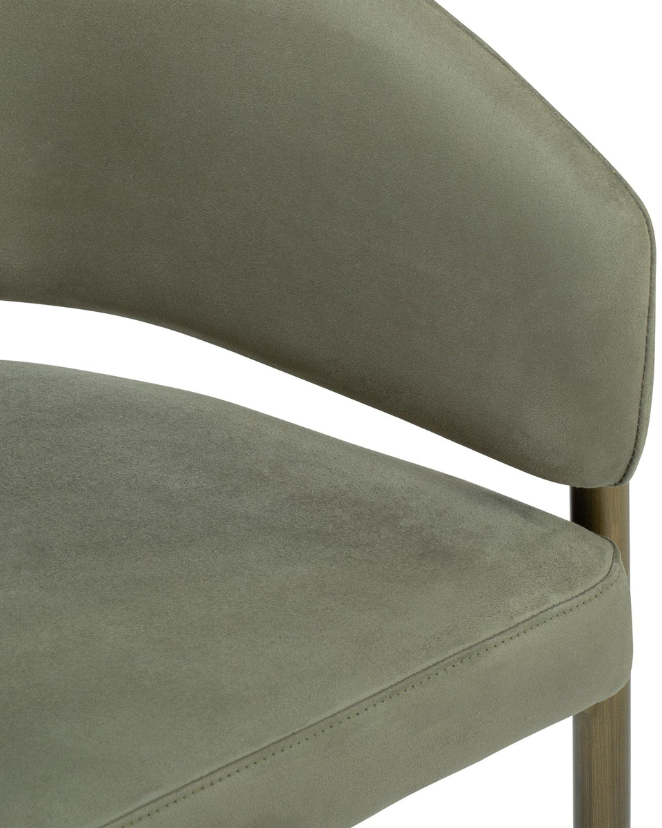 Esme Counter Stool, Sage Vegan Suede and Brushed Brass – Interior Icons