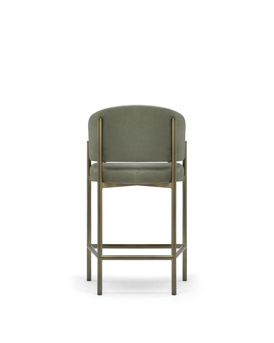 Esme Counter Stool, Sage Vegan Suede and Brushed Brass – Interior Icons