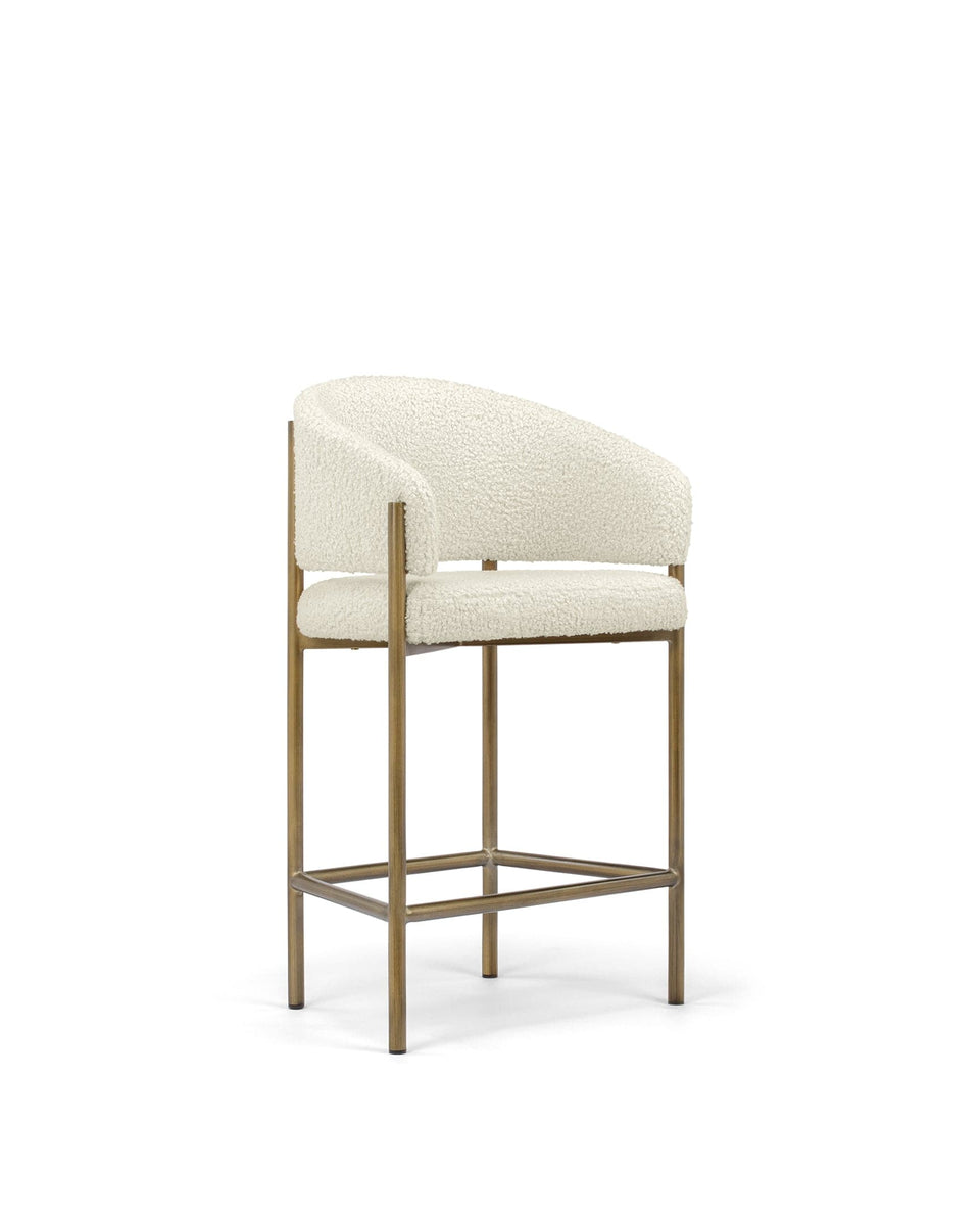 Esme Counter Stool, Luxe Sherpa and Brushed Brass – Interior Icons
