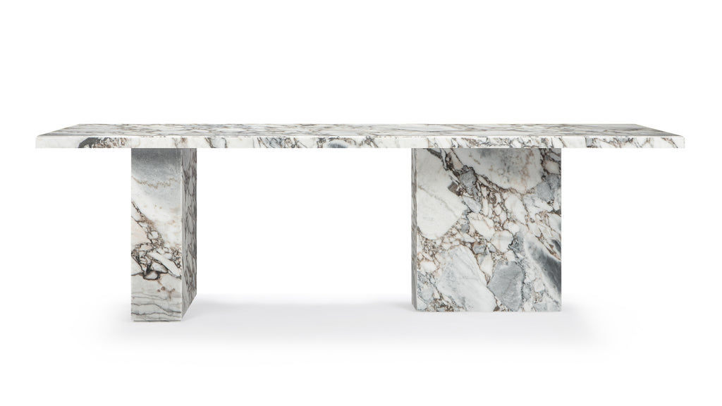 Enzo Dining Table, Silver Modellato Marble, 98in | Interior Icons
