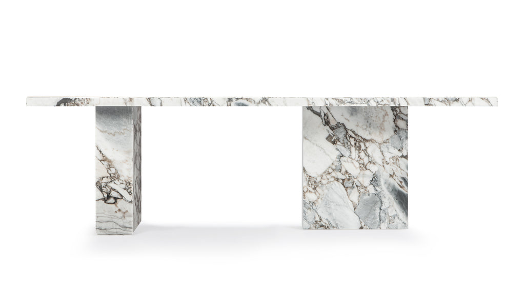 Enzo Dining Table, Silver Modellato Marble, 98in | Interior Icons