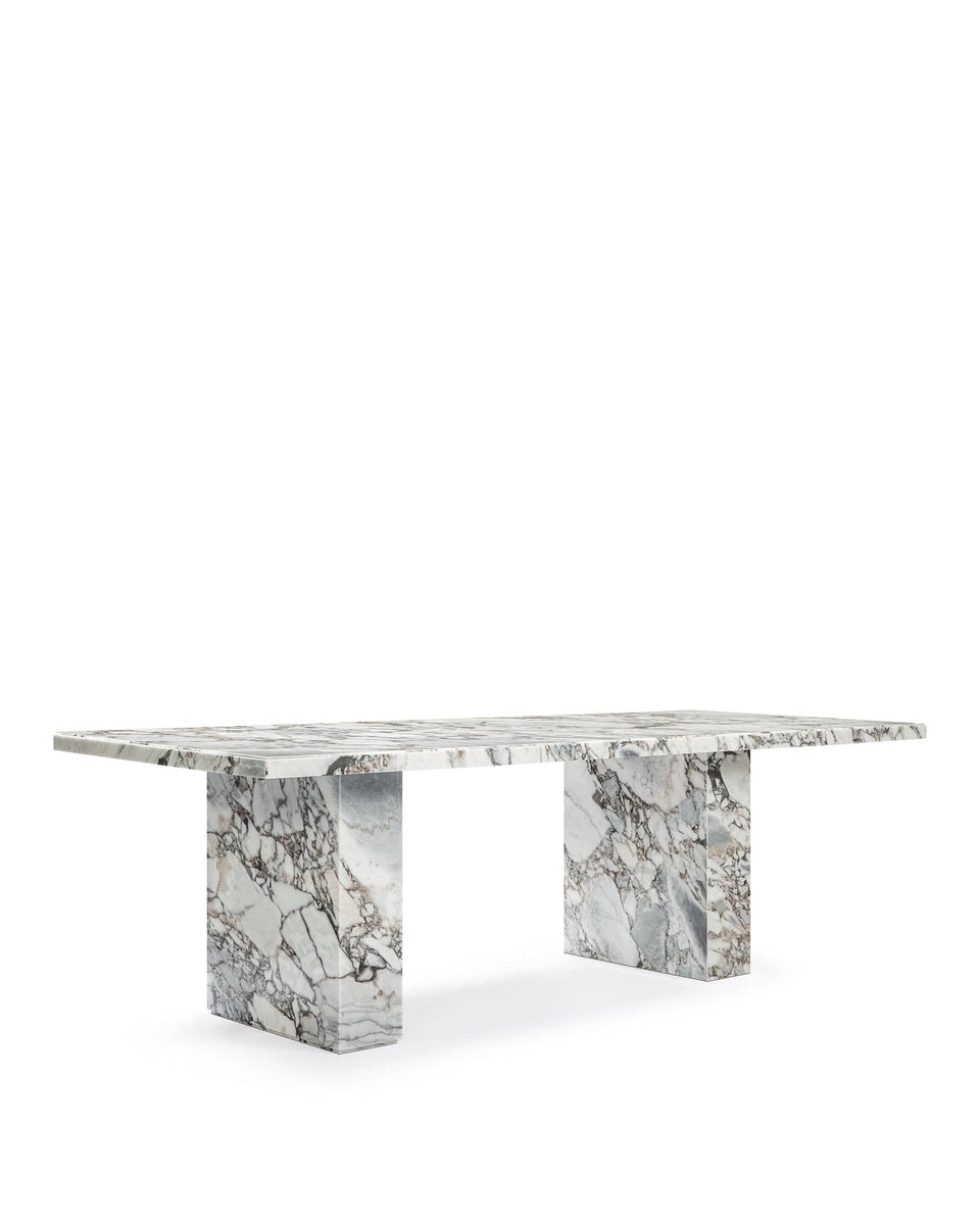 Enzo Dining Table, Silver Modellato Marble, 98in – ICONS