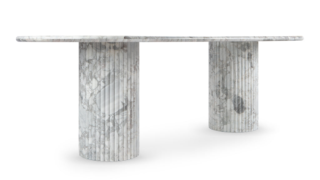 Saturn Oval Dining Table, Orso Grigio Marble | Interior Icons