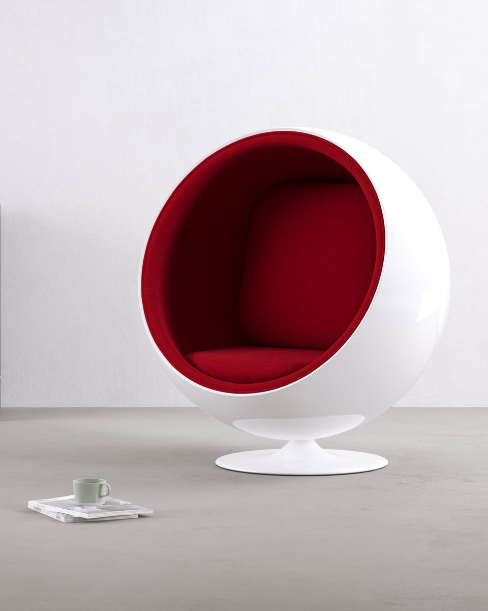 Ball Chair, Bold Red Wool and White – ICONS