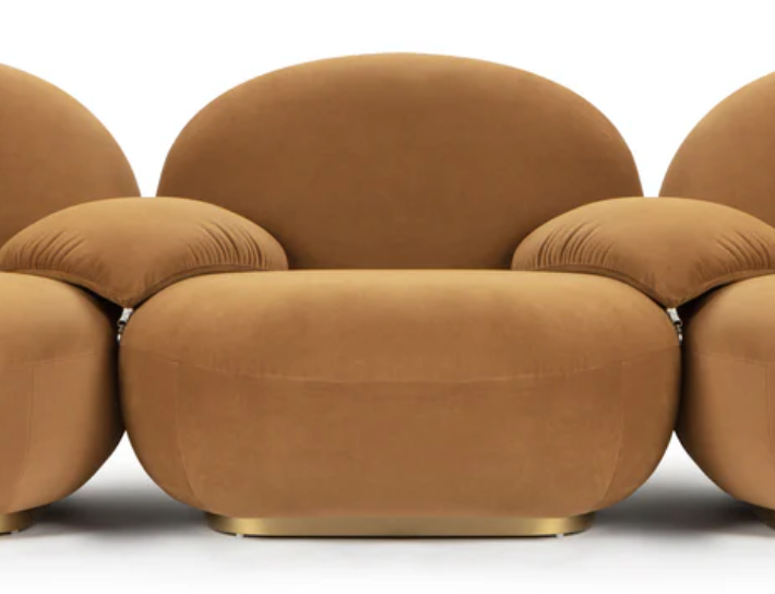 Part | Palais Three Seater Sofa, Caramel Plush Velvet - Center – ICONS