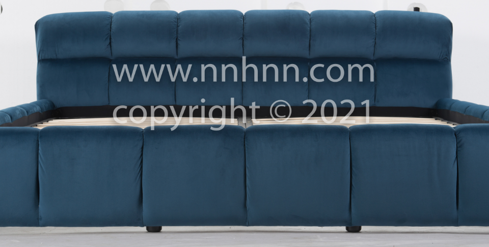 Part | Tufted Bed King Size, Dark Blue Velvet, 76"x80" - Box 3 of 3, H ...