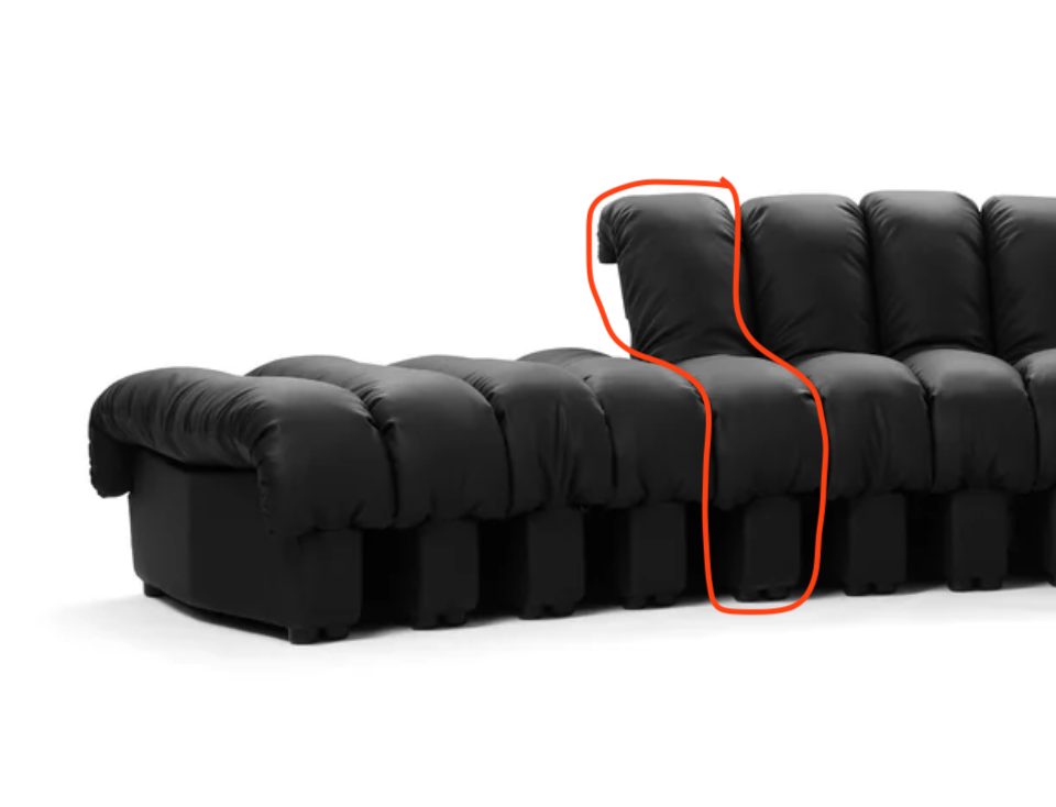 DS 600 Module, Intermediate Backrest Seat Element with Stool Connectio ...