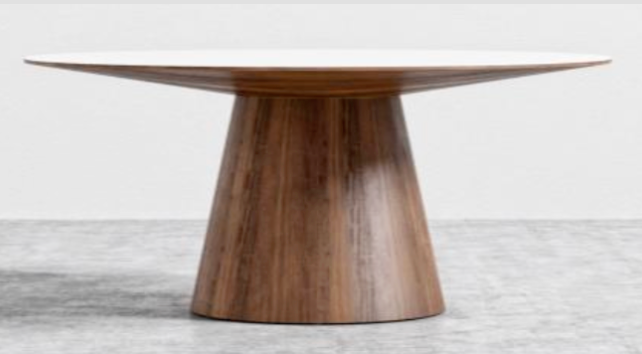 Part | Cella Dining Table, White Glass and Walnut, 63in - Tablebase – ICONS