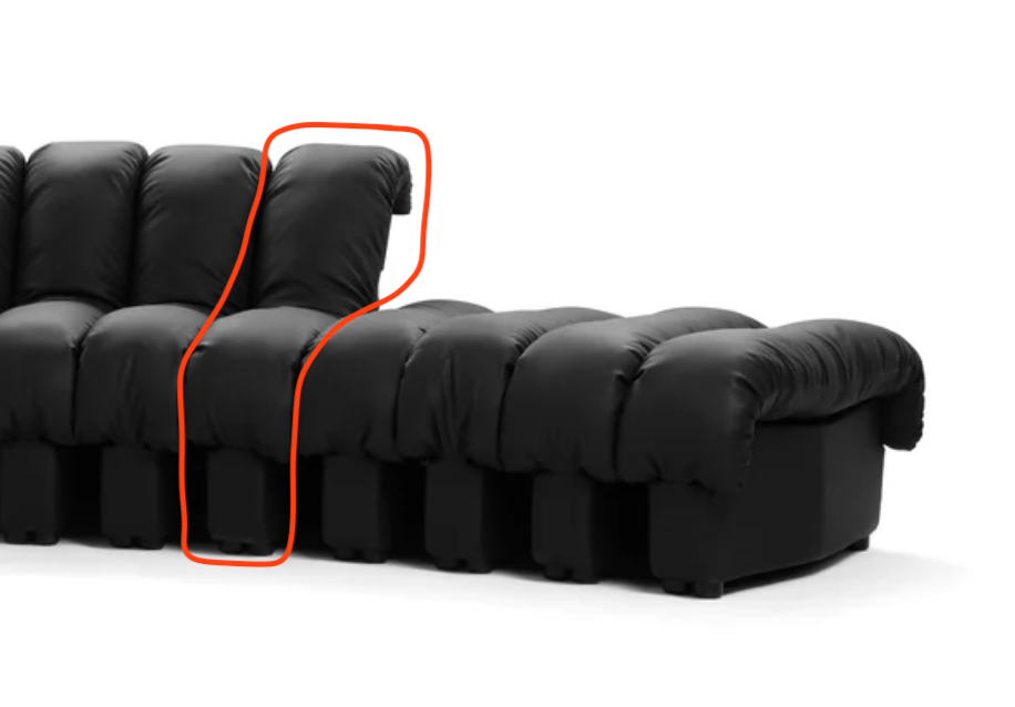 DS 600 Module, Intermediate Backrest Seat Element with Stool Connectio ...