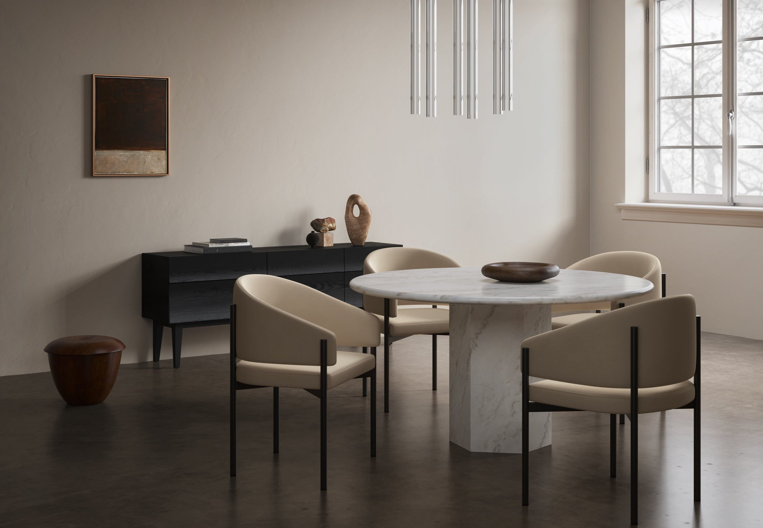 Esme Dining Chair, Latte Vegan Suede and Black – ICONS