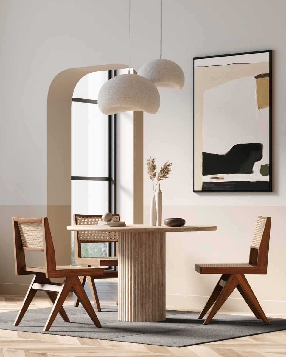 Saturn Round Pedestal Dining Table, Travertine – Interior Icons