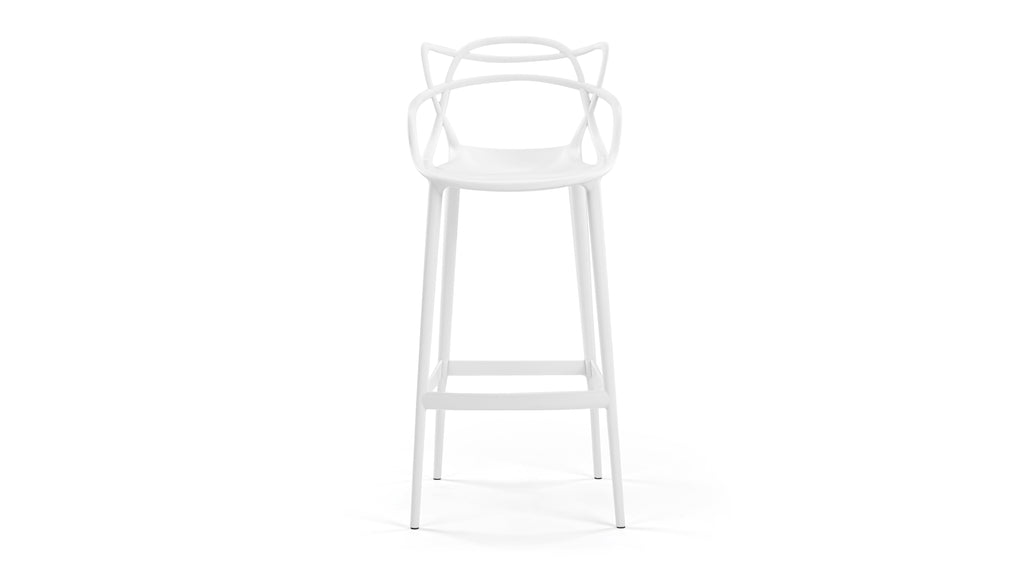 Masters Bar Stool, White, 29.5in Seat Height | Interior Icons